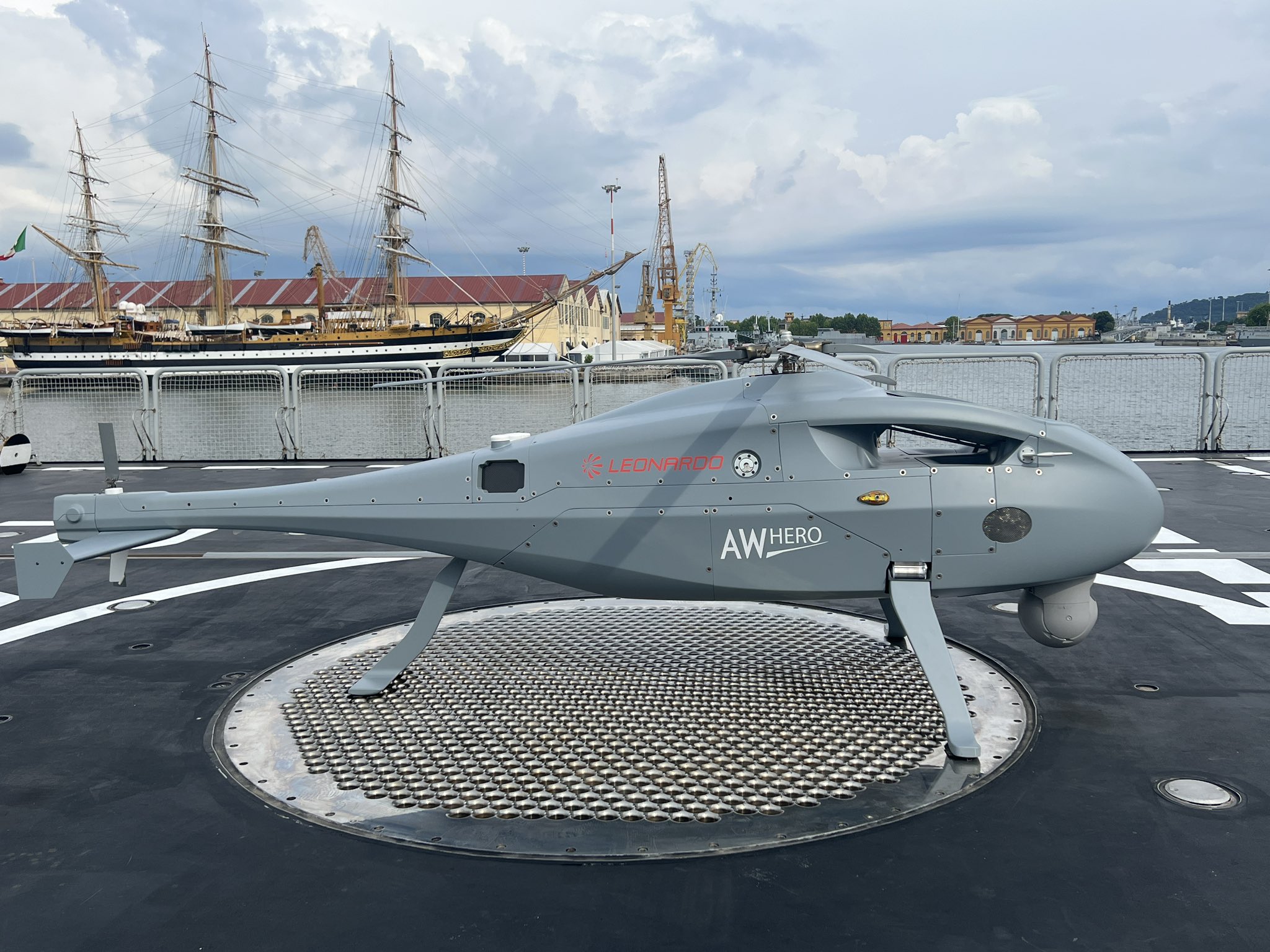 Leonardo presented a new variant of its AWHero, a Rotary Uncrewed ...
