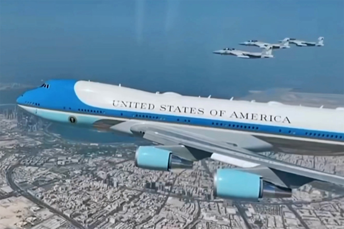 Piloto de caza qatarí graba momento en el que escolta al Air Force One ...